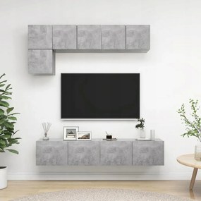 5dílný set tv skříněk bílý kompozitní dřevo Betonová šedá 80 cm
