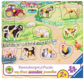 Ravensburger dřevěná vkládačka ráno na farmě