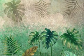 Fototapeta Tropické Rostliny Na Abstraktní Pozadí Samolepící tapety 104x70.5