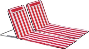 Sada 2 lehátek Outsunny s nastavitelným opěradlem v 5 polohách, podhlavník a cestovní taška, skládací plážová lehátka z oceli a PE, 124x53x35-45 cm, Č