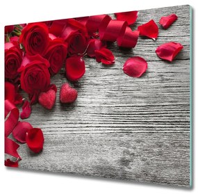 Skleněné deska do kuchyně Červené růže 60x52 cm