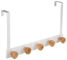 Věšák na dveře Bamboo White 5 háčků