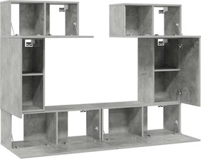 6dílný set TV skříněk betonově šedý dřevotříska 3079118