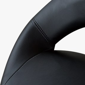 HOMCOM Stolička na kolečkách Pracovní stolička Otočná stolička Výškově nastavitelná kancelářská stolička, PU+kov, černá, 50 x 54 x (66-78) cm