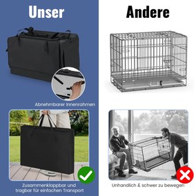 Costway Skládací box na psa se 2 otvory, oknem a síťovaným košíkem box – černý
