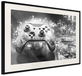 Plakát Gaming Technology - Game Pad on a Black and White Background
