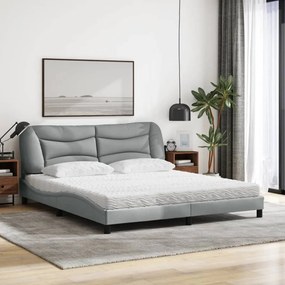Postel s matrací Hvar světle šedá 180 x 200 cm textil 3208548