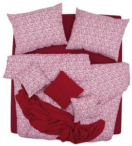 SCANquilt povlečení KLASIK srdíčka bíločervená ruby 140 x 200/70 x 90 cm