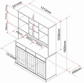 Široký kredenc z masivu Weston - šedá/hnědá