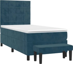 Box spring postel s matrací tmavě modrá 100x200 cm samet 3137831