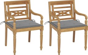 vidaXL Židle Batavia 2 ks s mi poduškami masivní teakové dřevo [3062139] Barva: Šedá