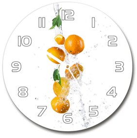 Wallmuralia Skleněné hodiny kulaté Pomeranče a voda fi 30 cm