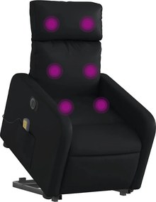 Elektrické zvedací masážní polohovací křeslo černé umělá kůže 3206770
