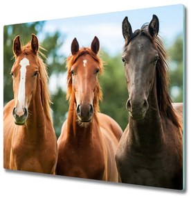 Skleněná krájecí deska Tři koně 60x52 cm