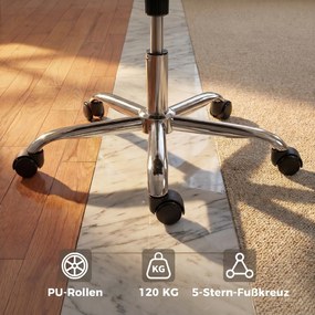 HOMCOM ergonomická kancelářská židle z chenillu s polstrovanými loketními opěrkami, nastavitelná výška a sklon, 360° otočná, šedá