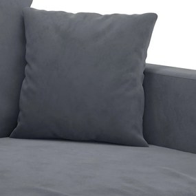 3dílná sedací souprava s poduškami tmavě šedá samet 3201711