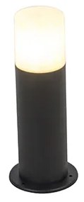 Stojací venkovní lampa černá s opálovým stínítkem bílým 30 cm IP44 - Odense