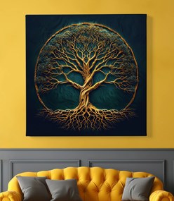 Obraz na plátně - Strom života Emeraldový sen FeelHappy.cz Velikost obrazu: 100 x 100 cm