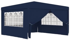 Profesionální party stan s bočnicemi 4 x 4 m modrý 90 g/m²,  48526