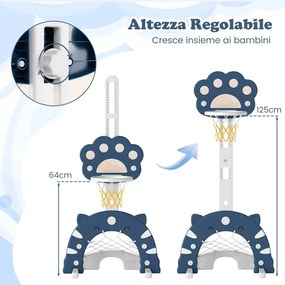 Costway Dětský basketbalový koš 3v1 s nastavitelnou výškou, modrý UY10177BL