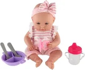 TEDDIES Panenka miminko s doplňky / 28 cm / Pevné tělo / Doplňky v bal