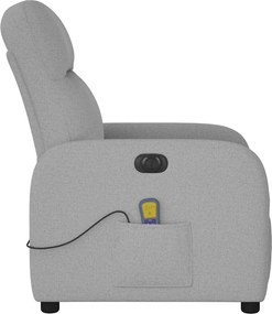 Elektrické masážní polohovací křeslo obláčkově šedé textil 3302971