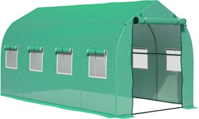 Outsunny Zahradní skleník 4x2x2 m Tunelový skleník se 8 síťovými okny a dveřmi pro zahradu | Aosom
