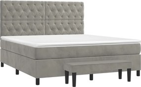 Box spring postel s matrací světle šedá 160x200 cm samet 3138031