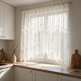 Hotová žakarová oblouková záclona bílá motýli 160x320 Ervi 7514