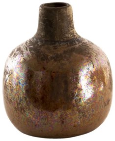 Hnědo-měděná keramická váza s patinou Anne-marijn – 9x9 cm