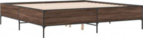 Rám postele hnědý dub 200 x 200 cm kompozitní dřevo a kov 3279781