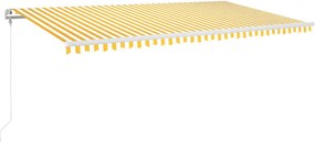 Automatická markýza LED a senzor větru 600 x 300 cm žlutobílá 3068973