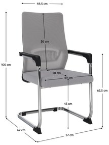 Kondela Zasedací židle, šedá/černá, KABIR