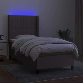 Box spring postel s matrací a LED taupe 100x200 cm textil 3138457