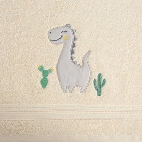 Dětská bavlněná osuška BABY40 Dino 50x90 cm krémový