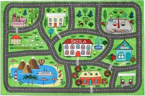 Bellatex Kobereček dětský šířka 100 cm, délka 150 cm Autíčková dráha Zelená, Šedá