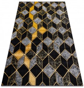 Dywany Łuszczów, Kusový koberec Gloss 400B 86 3D geometric black/gold, 140x190, černá, kancelář