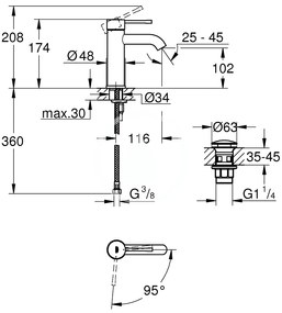 Grohe - Umyvadlová baterie s výpustí Push-Open, chrom