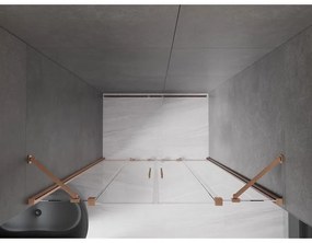 Mexen Velar Duo, posuvné dveře do otvoru 140x200 cm, 8mm čiré sklo, měděná matná, 871-140-000-02-65