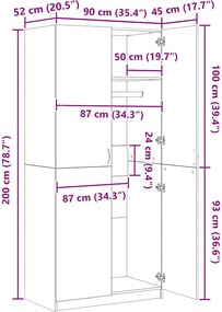 vidaXL Marketos Šatní skříň 80 x 50 x 171,5 cm masivní borovice řada Panama