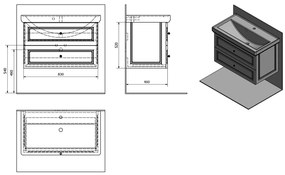 Sapho, VIOLETA umyvadlová skříňka 83x52x46cm, bílá (VI090), VI090-3131