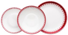 Talířová souprava, český porcelán, HyggeLine, červená, Leander, 12 d. Bez monogramu: Bez monogramu