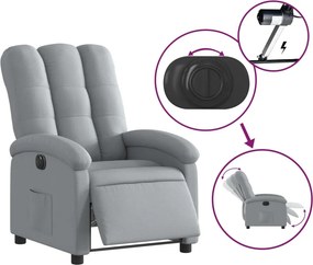 Elektrické polohovací křeslo světle šedé textil 3204068