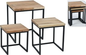 H&S Collection 3dílná sada odkládacích stolků teakové dřevo [436336]