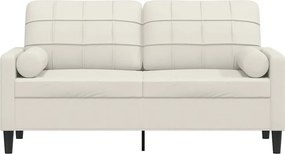 2místná pohovka s polštáři krémová 140 cm samet 3278227