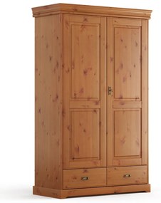 Bílý nábytek Šatní skříň 2D Toskania se zásuvkami, masiv, borovice (odstín Medový)
