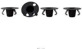 DESIGN LETTERS Stojan na svíčku do Espresso cup - set 4ks, černá barva, kov