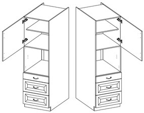 VIGO b | skříňka 60DPS-210 3S 1F na vestavnou troubu | 60 cm | PREMIUM BOX | lancelot/bílá lesk