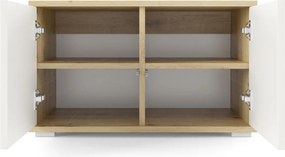 Předsíňová stěna Sevilla 3 se zrcadlem a závěsnou skříňkou – sestava do předsíně dub artisan/bílá