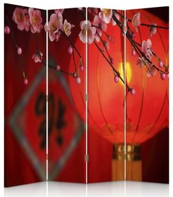 Ozdobný paraván Japonsko Cherry Blossom - 145x170 cm, čtyřdílný, obustranný paraván 360°